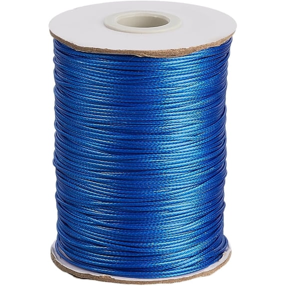 155 to 160M 1mm Waxed Macrame Cord Jewelry Beading String Royal Blue Round Wax Coated Korean ...