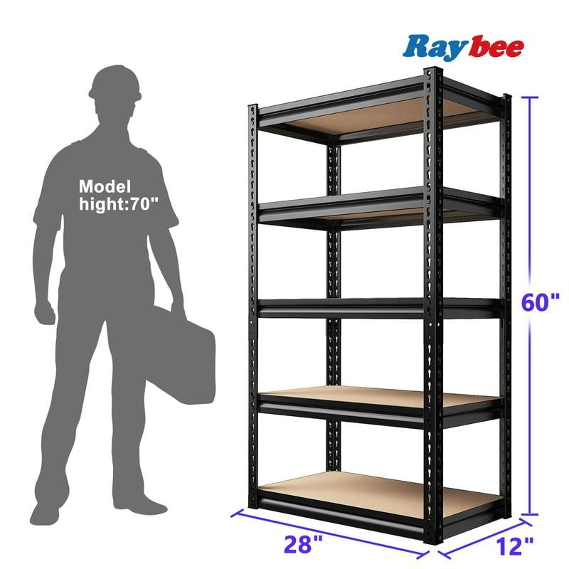 1550-2020 LBS 5 Tier Garage Shelving Heavy Duty Adjustable Garage ...