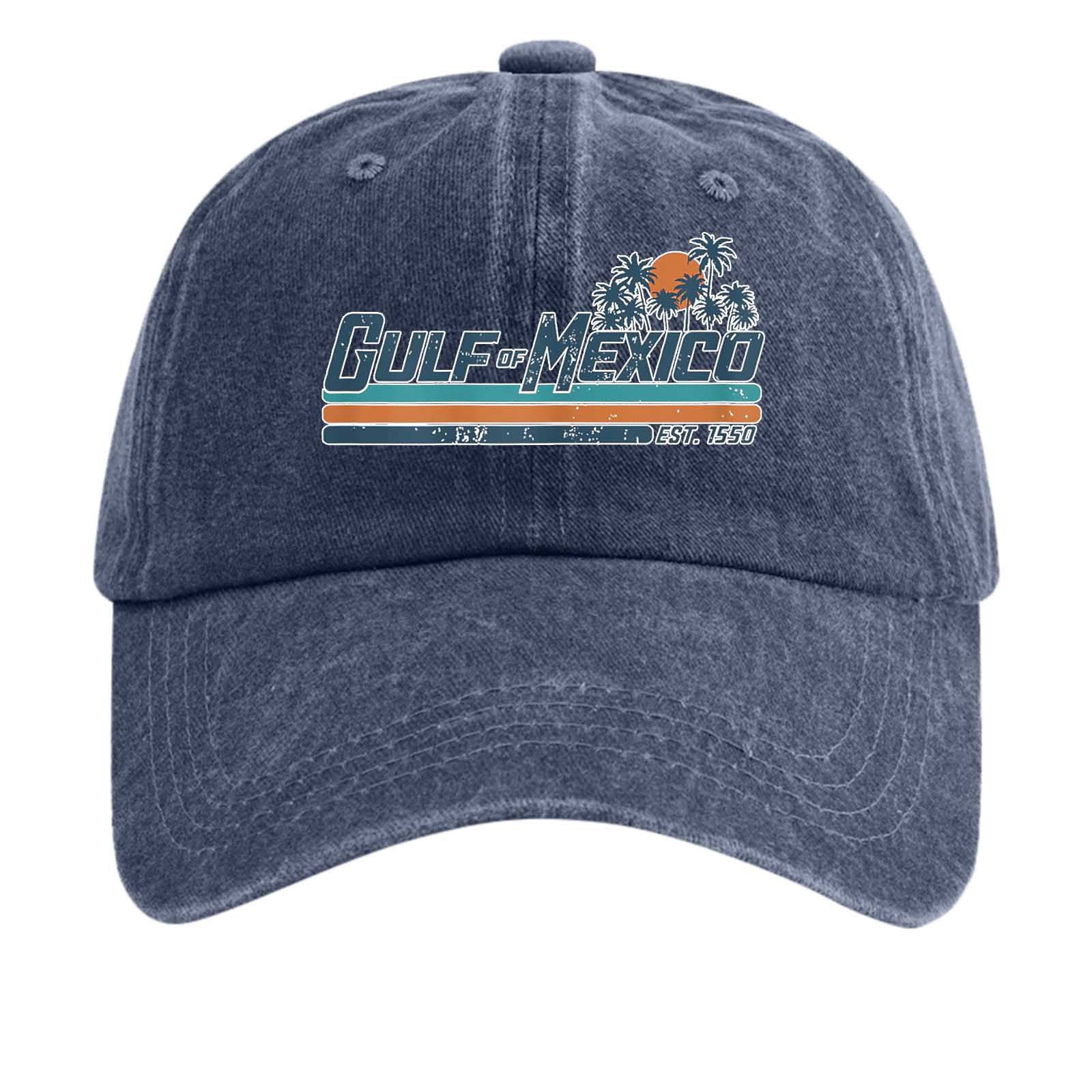 1550 Gulf Of US America Est 2025 Retro Vintage Beach Baseball Cap ...