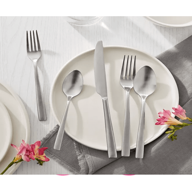 15520MB Stainless Steel 20 Piece Flatware Set, Matte Stainless Steel ...