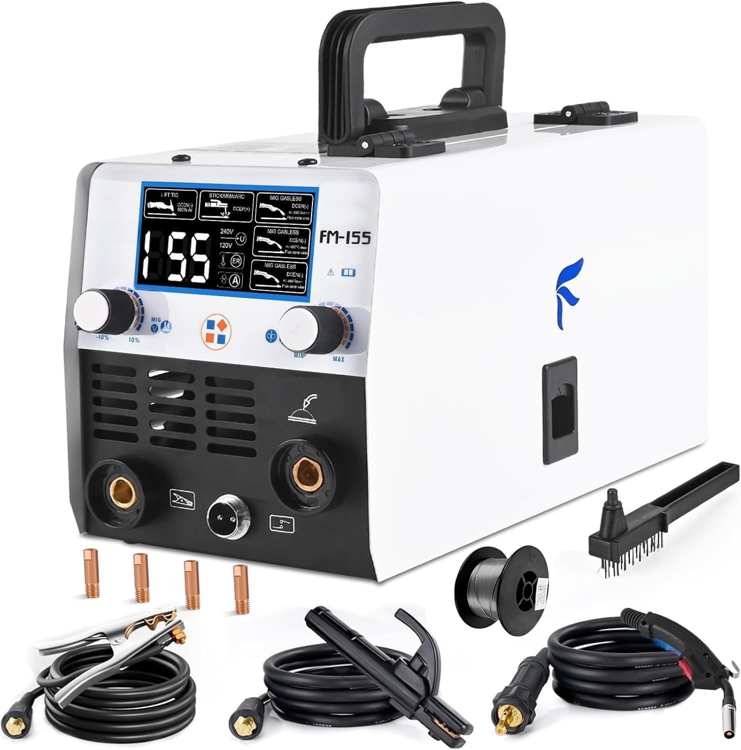 155Amp MIG Welder, 110V Flux Core Welder Flux MIG/Lift TIG/ Large ...