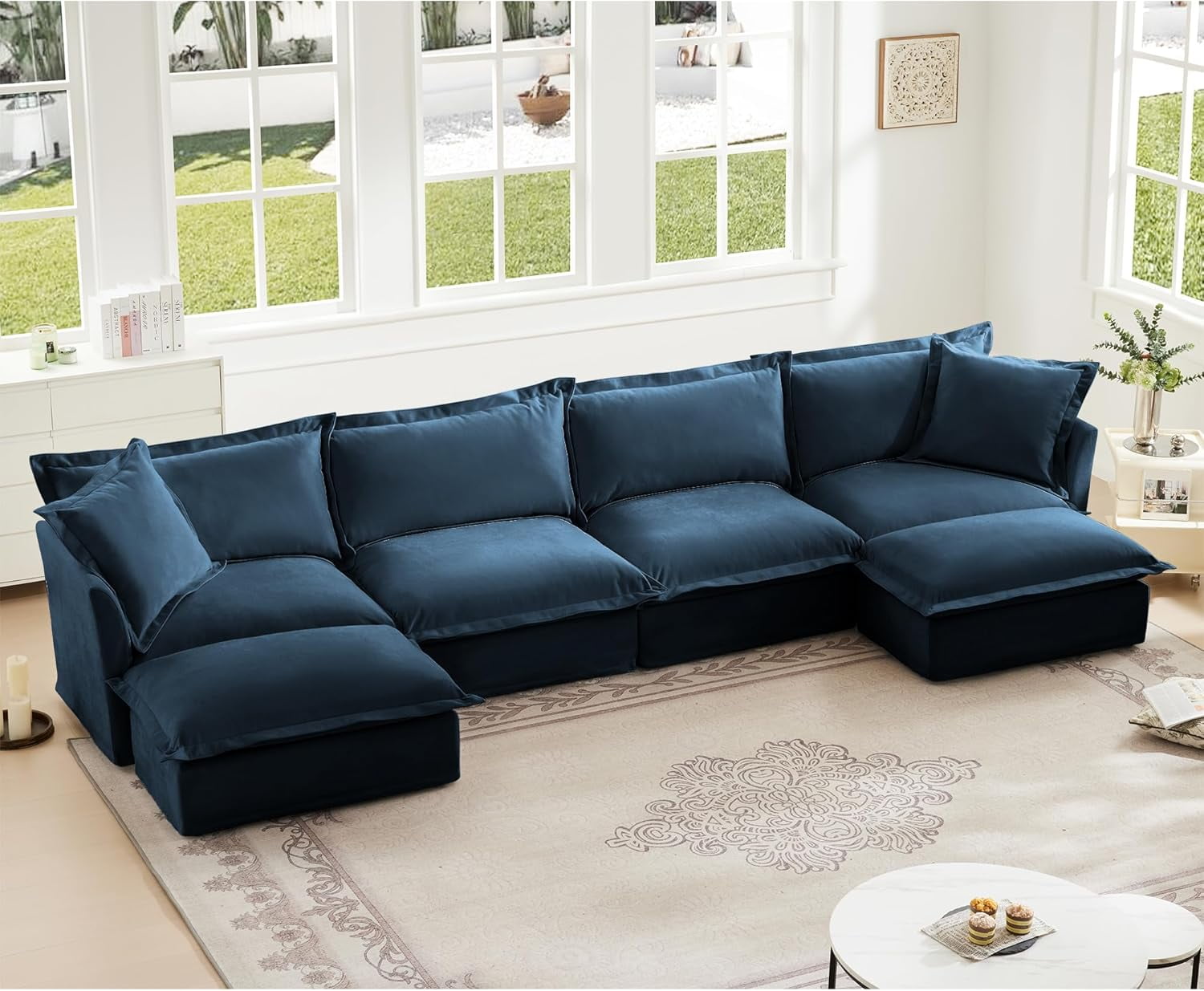 156.6" Oversized Modular Sectional Sofa, Convertible U Shaped Couch ...