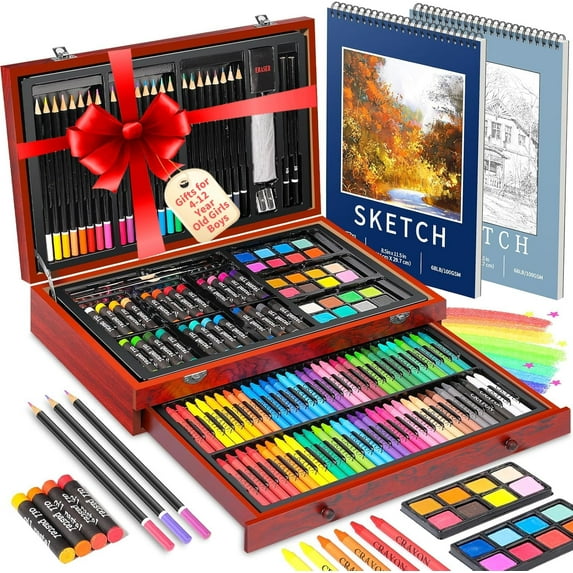 156-Pack Art Kit Drawing Set with 2 Sketch Book, Crayons, Colored ...