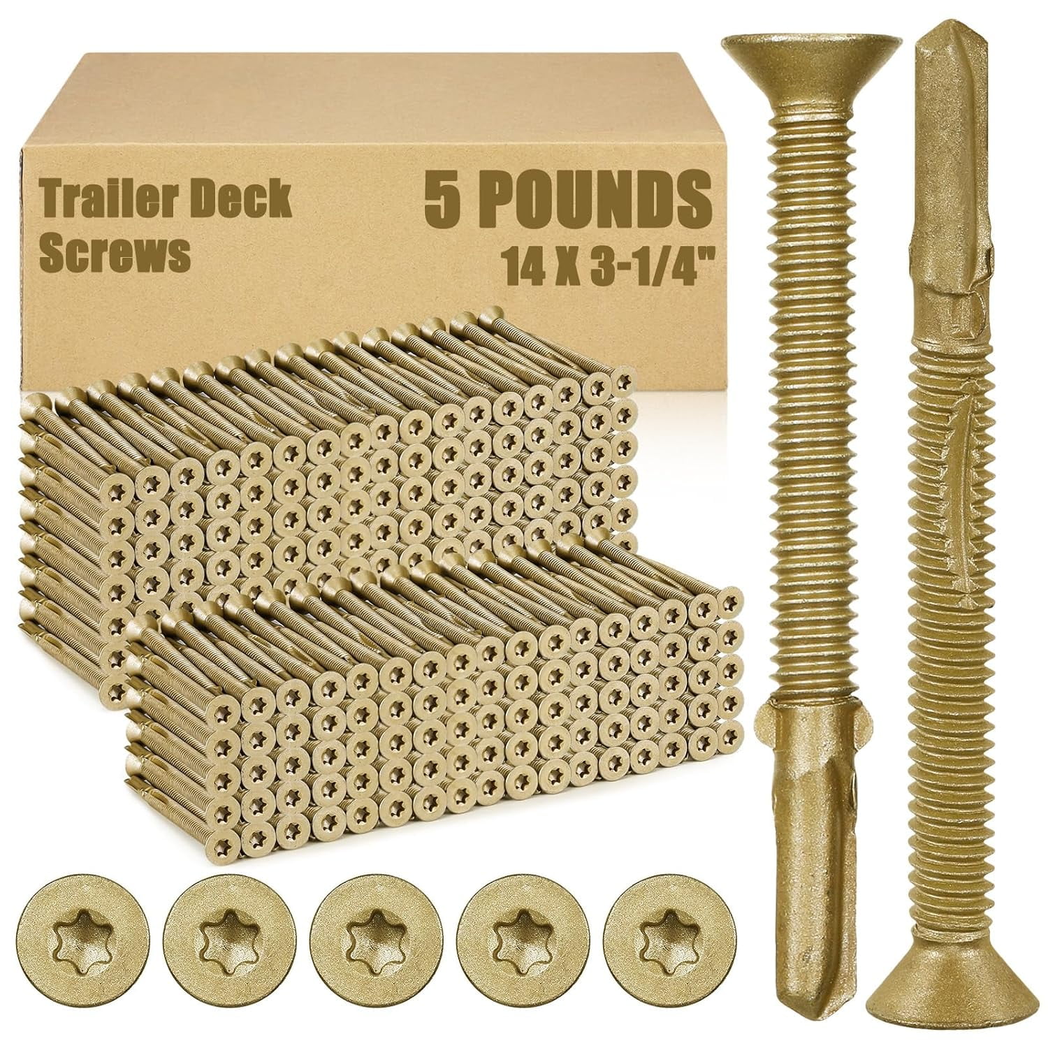 156 Pcs #14 x 3-1/4 Trailer Deck Screws Star Head Self-Tapping Screw ...