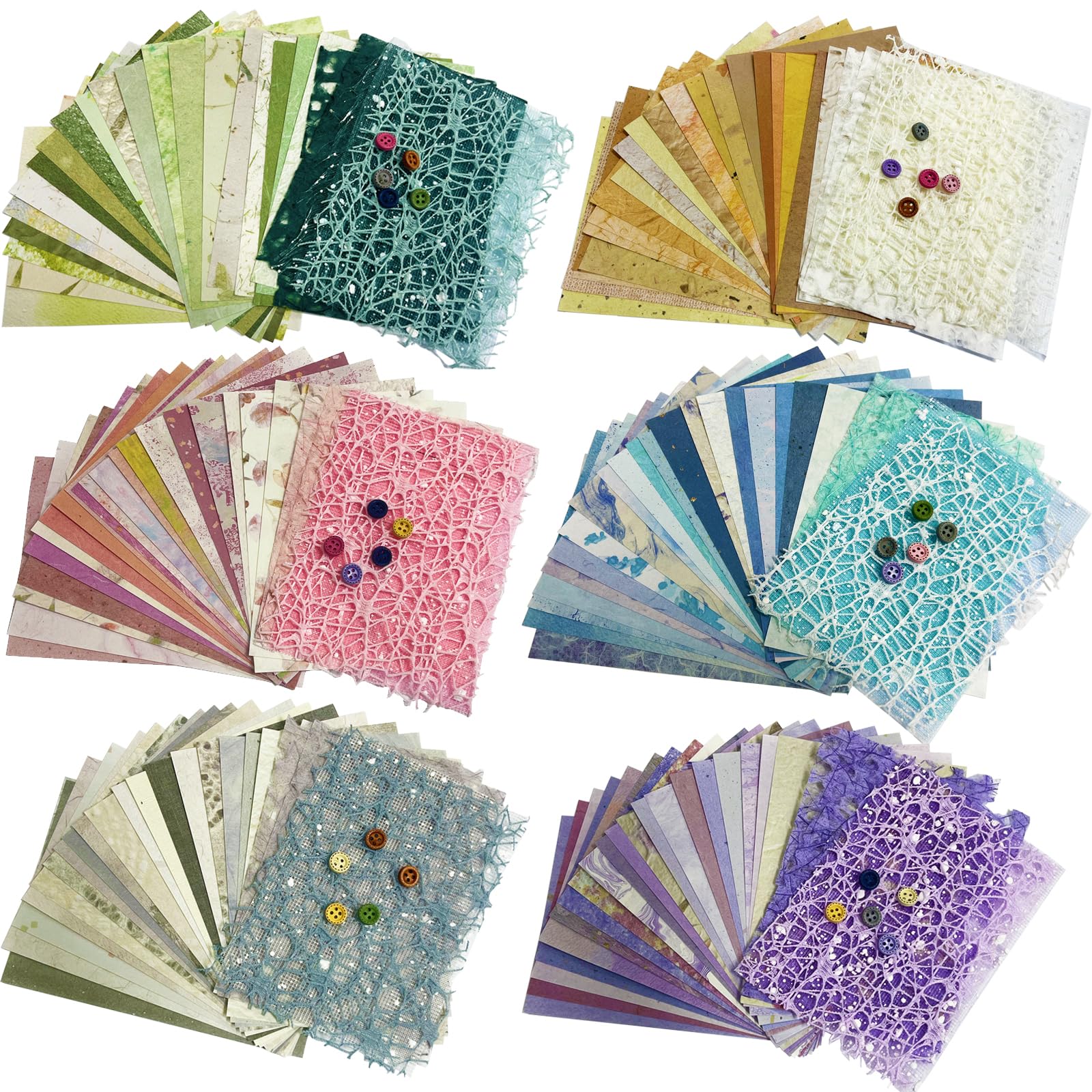156 Sheets Textured Scrapbook TSF6 Paper & Mesh Fabric Assorted +30 ...