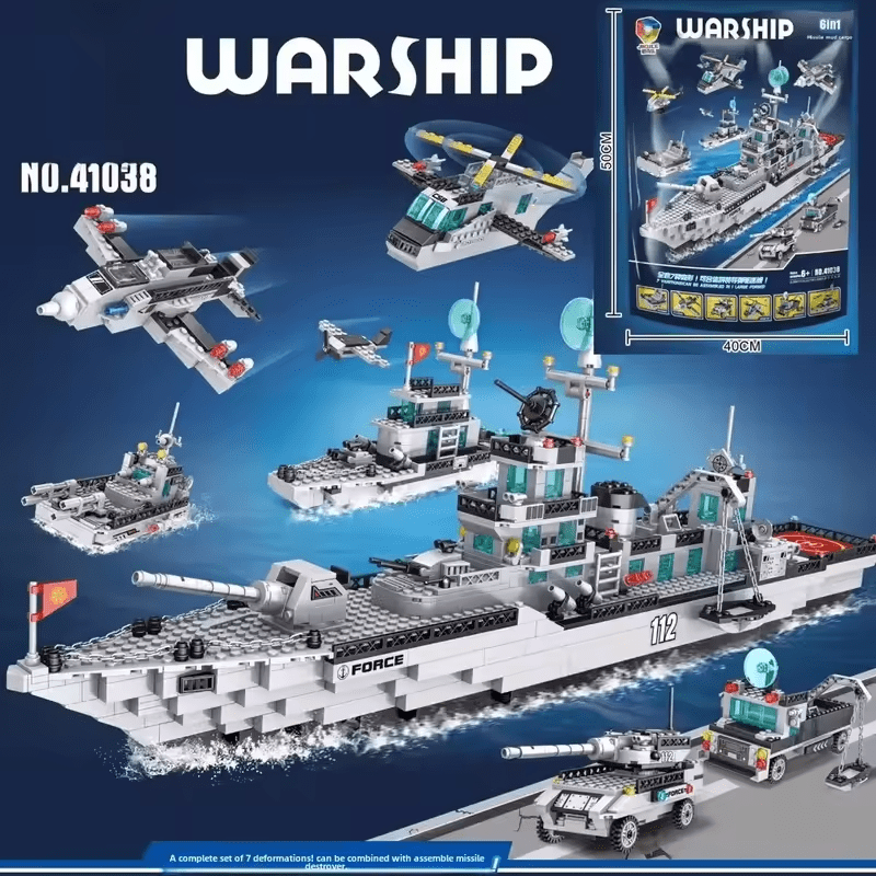 1560pcs Model Warships Building Block Construction Battleship Army Boat ...