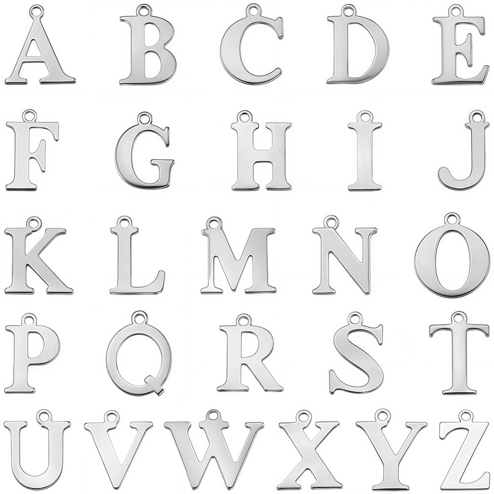 156Pcs 26 Styles Stainless Steel Pendants Letter A~Z Stainless Steel ...