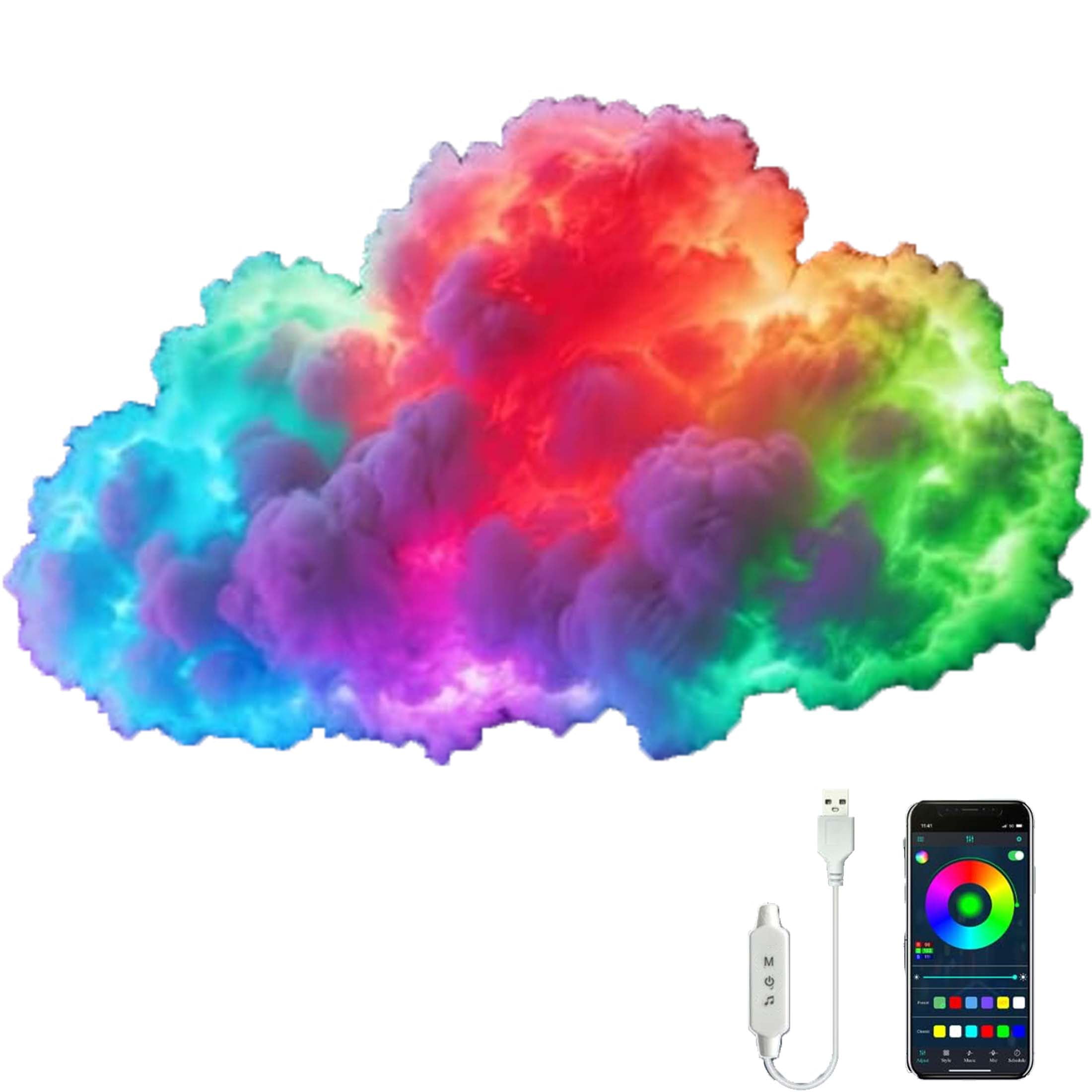 157.48 IN 2026 New LED Cloud Light – 3D Thundercloud, Music Sync, DIY ...