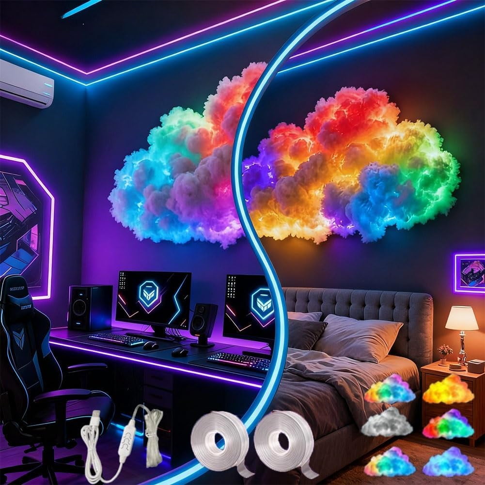 157.48 IN 2026 New LED Cloud Light – 3D Thundercloud, Music Sync, DIY ...