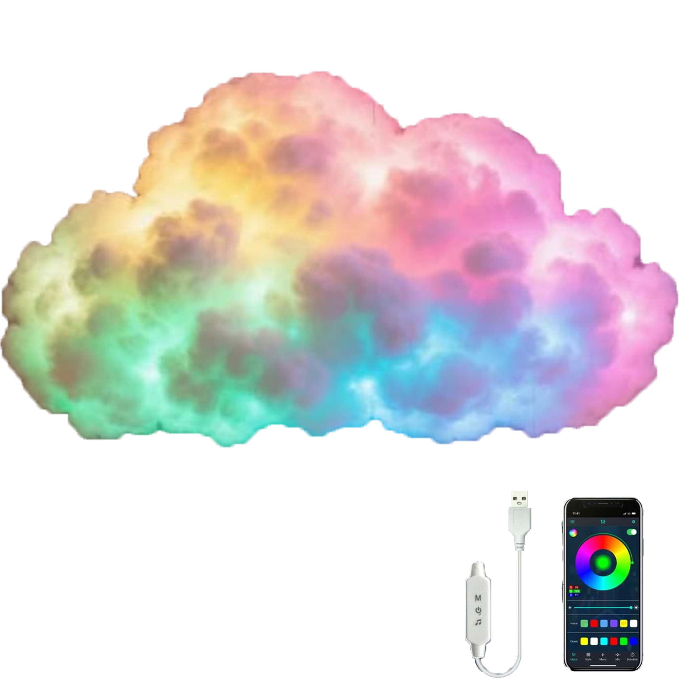 157.48 IN 2026 New LED Cloud Light – 3D Thundercloud, Music Sync, DIY ...