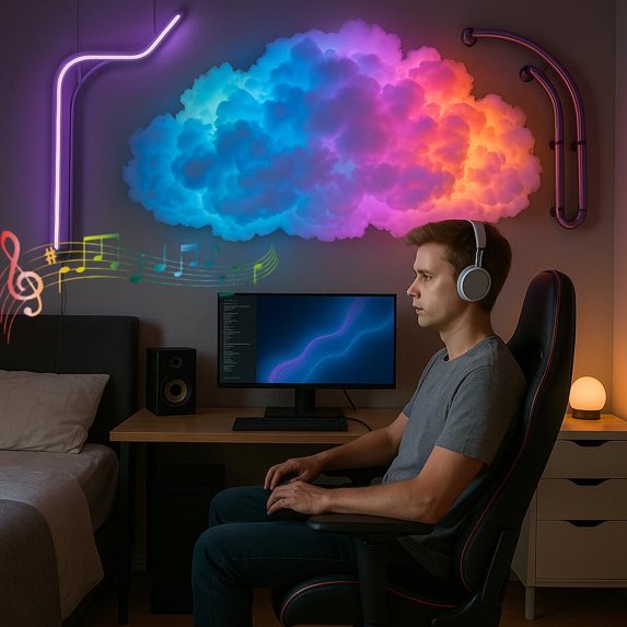 157.48 in LED Cloud Light with Music Rhythm, DIY 3D Adjustable Color ...