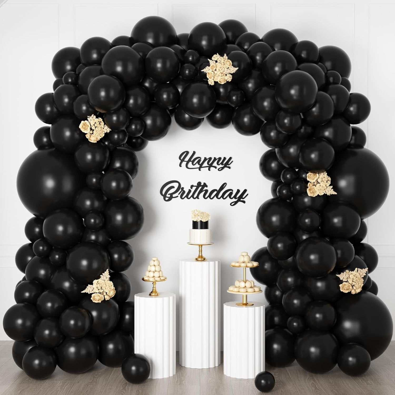 157 Pcs Black Balloons Garland Arch Kit, Black Different Sizes Latex ...