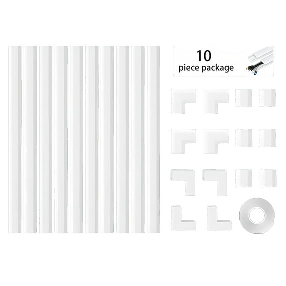 157" White Paintable Cable Raceway Kit - 10-Pack Wire Cover with 14 ...