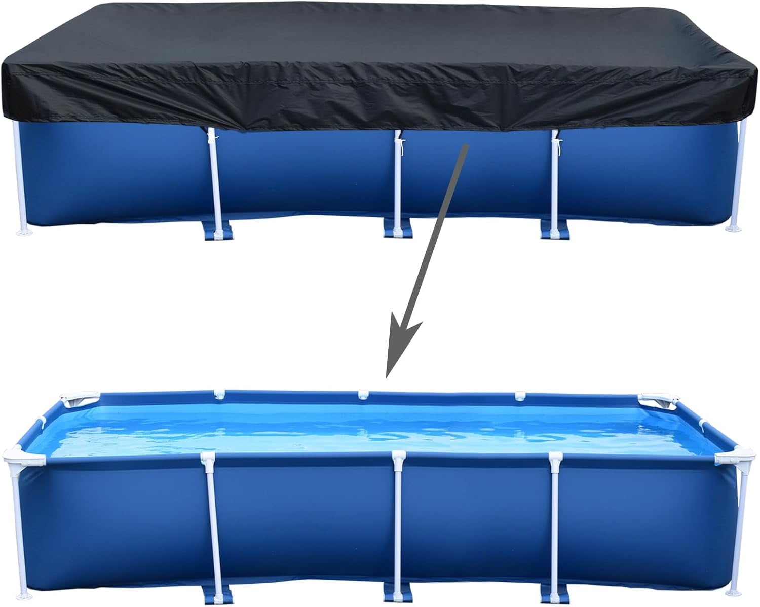 157" X 83" Rectangle Pool Cover, Made of 210D Heavy-Duty Waterproof ...