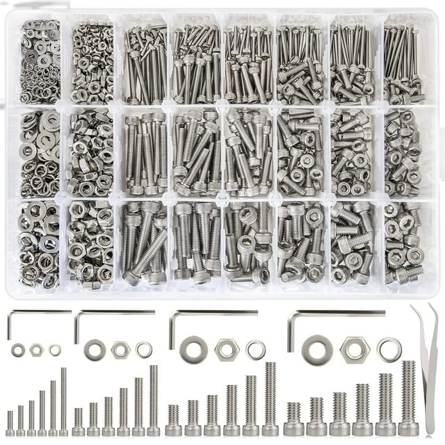 1570PCS Metric Bolt Assortment M2 M3 M4 M5, Hex Socket Head Cap Machine Screws Nuts and Washers ...