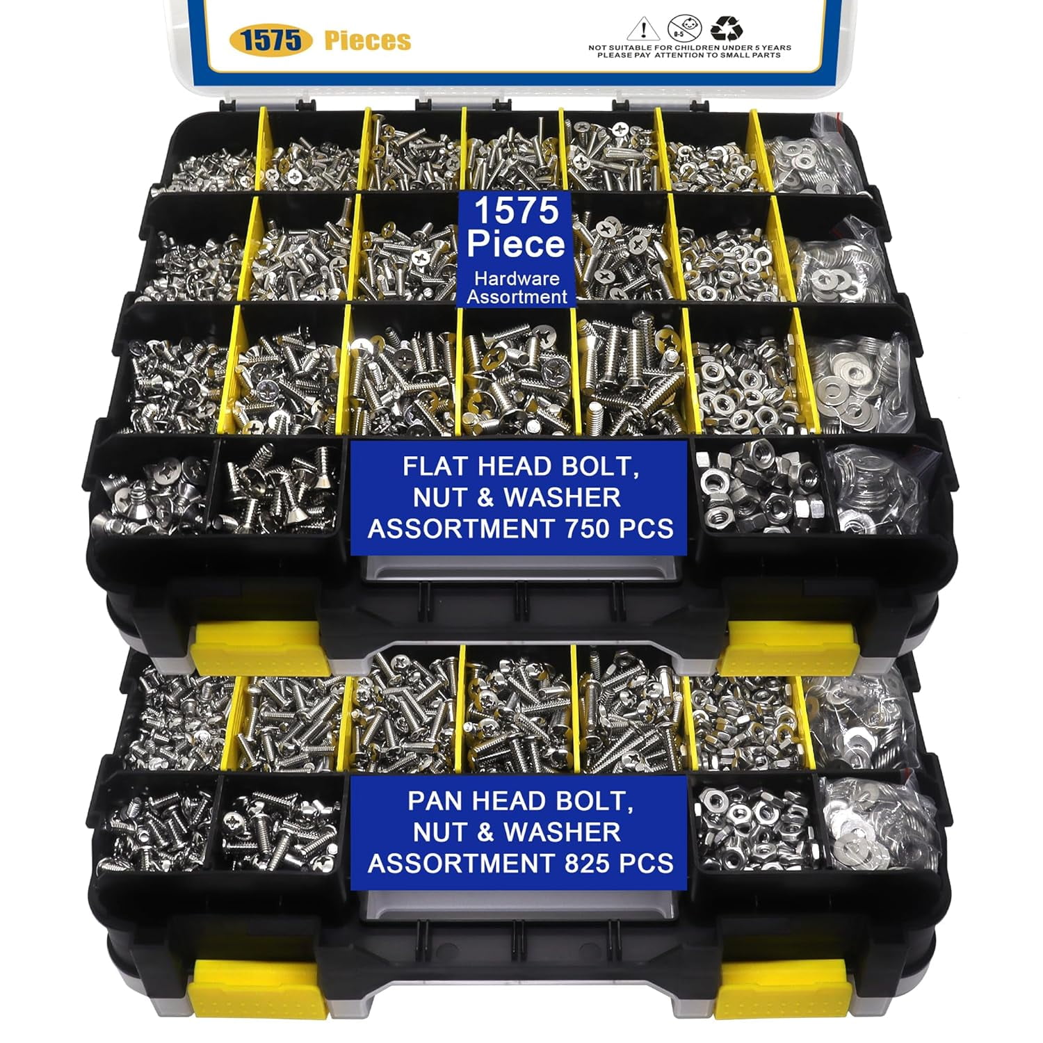 1575 PCS Nuts and Bolts Assortment Kit, Stainless Steel Phillips Pan ...