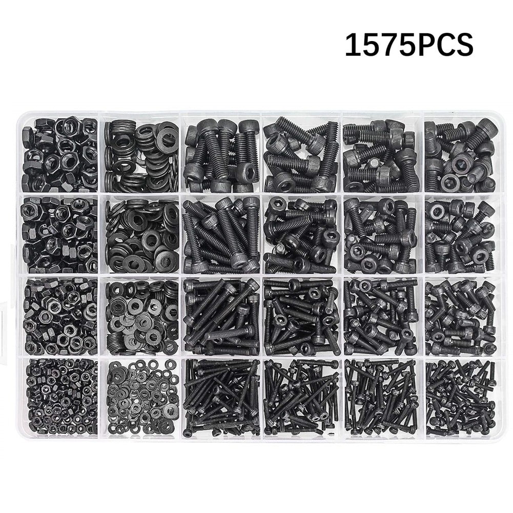 1575Pcs Hexagon Socket Metric Screw Assortment Set Nut Set With 3 Hex ...