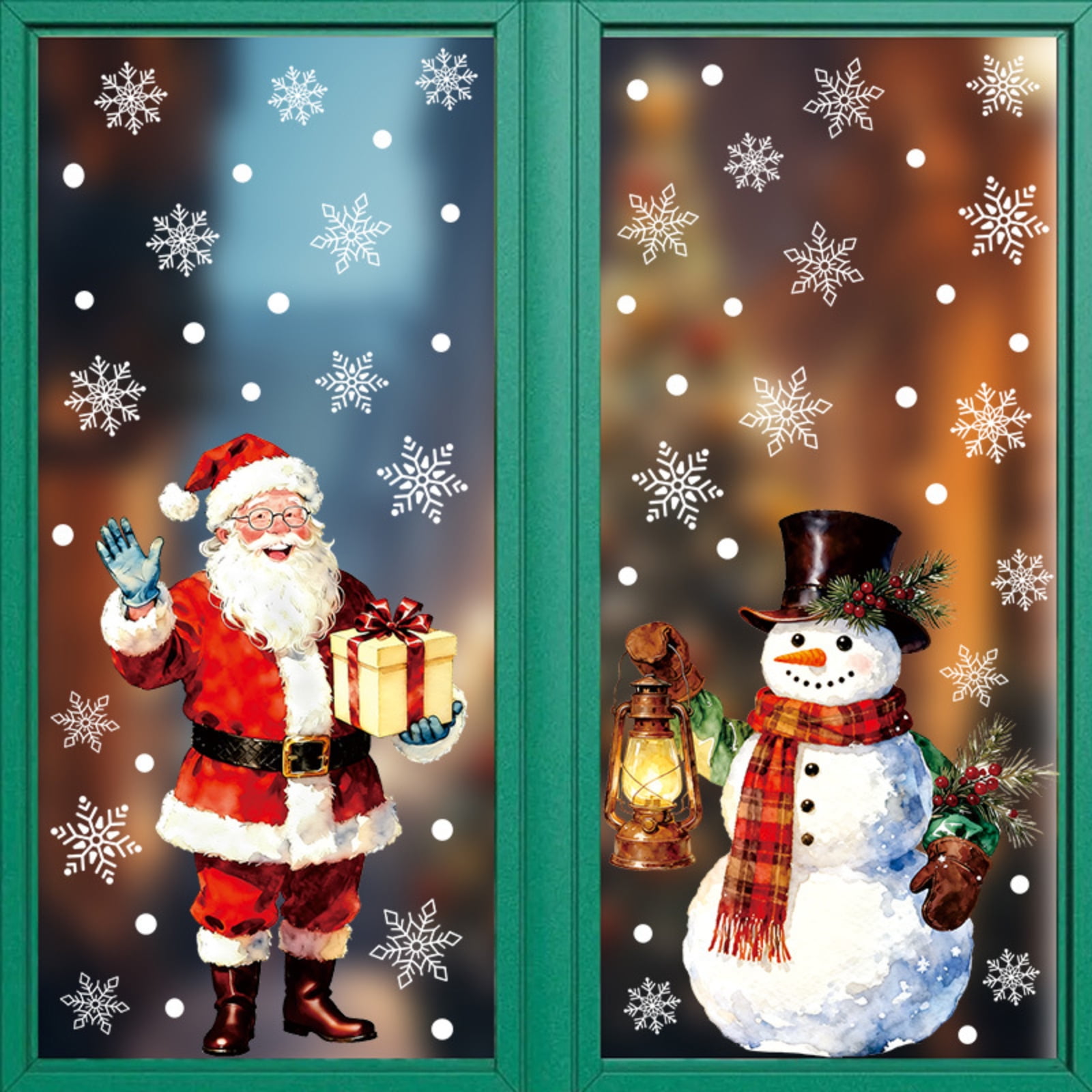 157Pcs Christmas Window Clings Stickers - Snowman Santa Snowflake ...