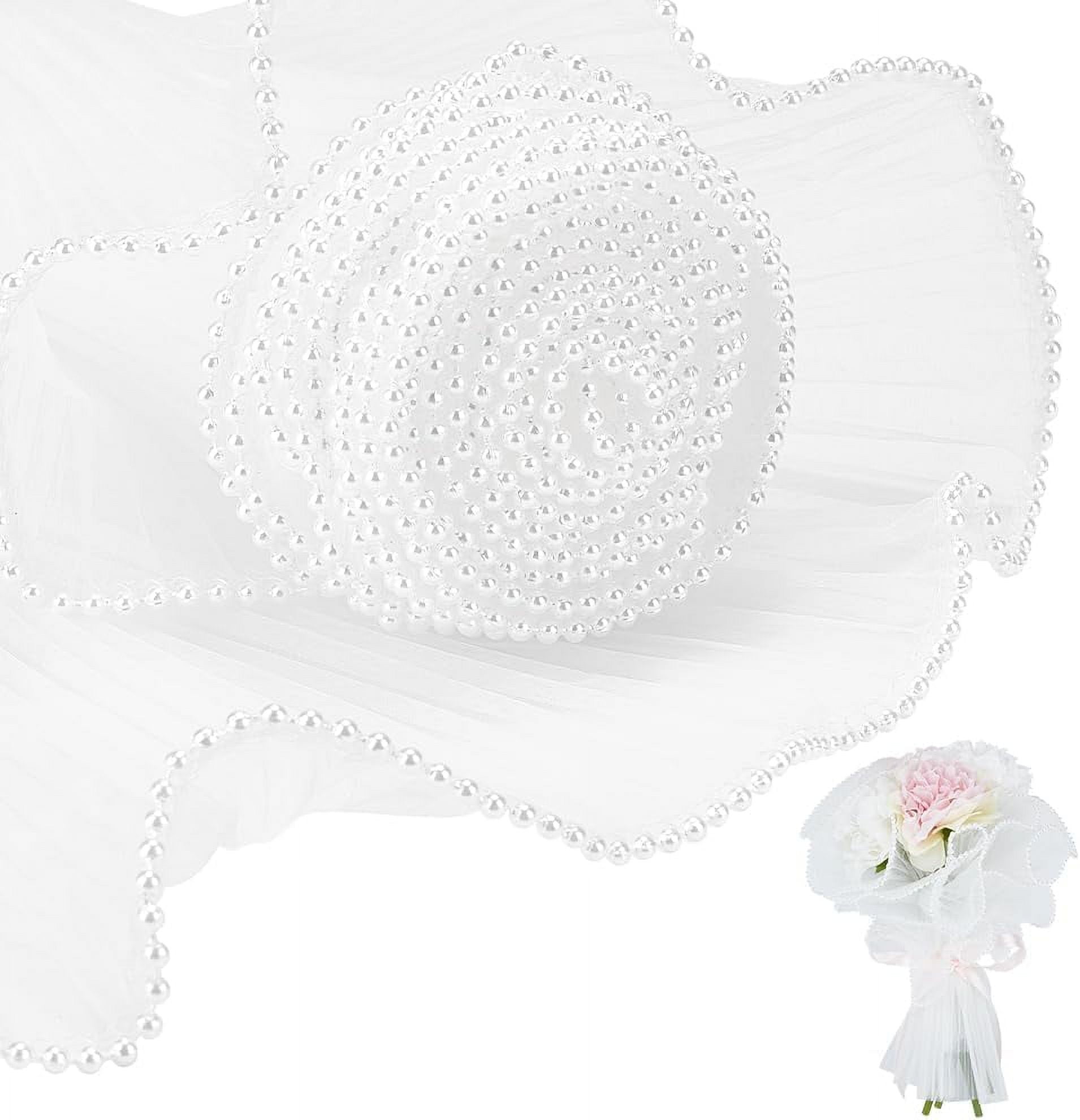 157x6 Inch White Flower Wrapping Paper Pearl Edge Bouquet Floral ...