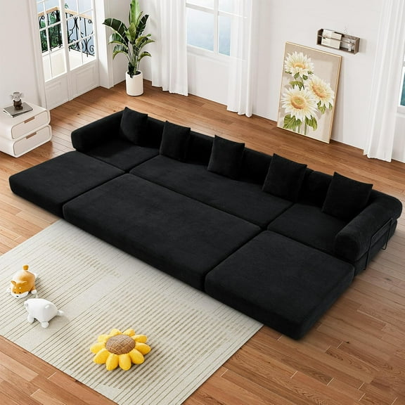 6-in-1 Convertible Sleeper Sofa Bed, 118" L-Shaped Modular Sectional ...
