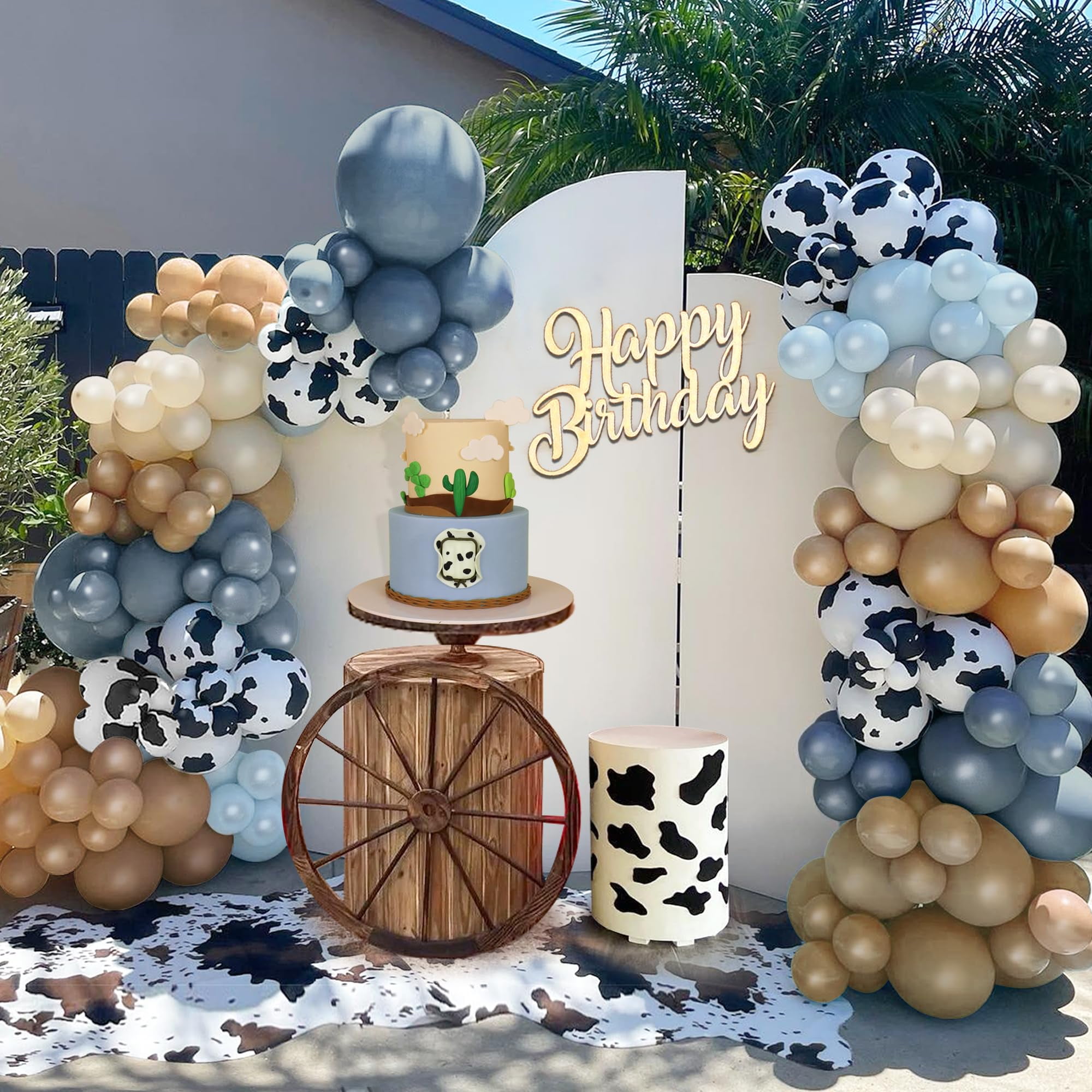158 PCS BlueTRDN Brown Cow Balloons Arch Garland Kit Cowboy Party ...