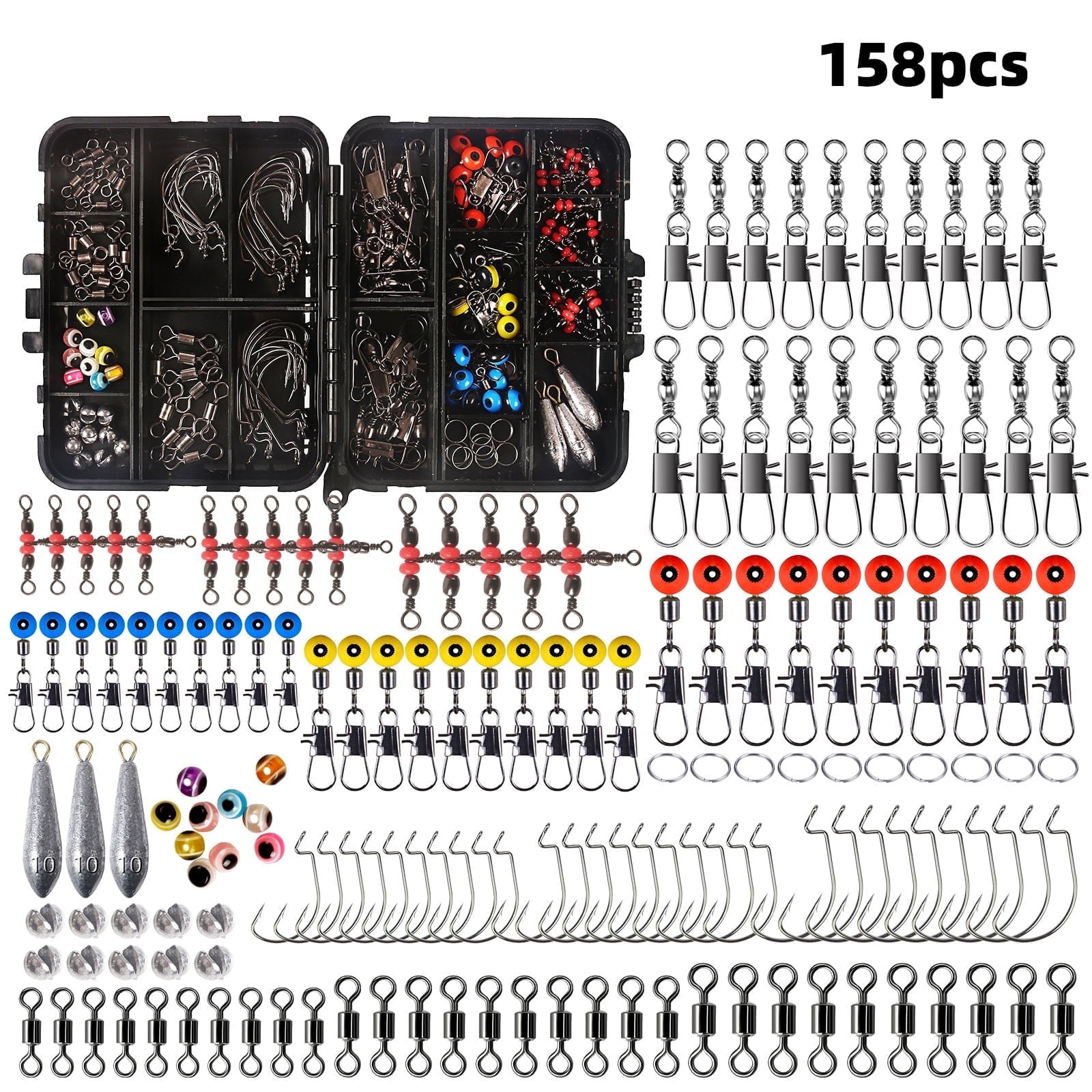158-Piece Fishing Swivels Kit, High-Strength Corrosion-Resistant Ball ...