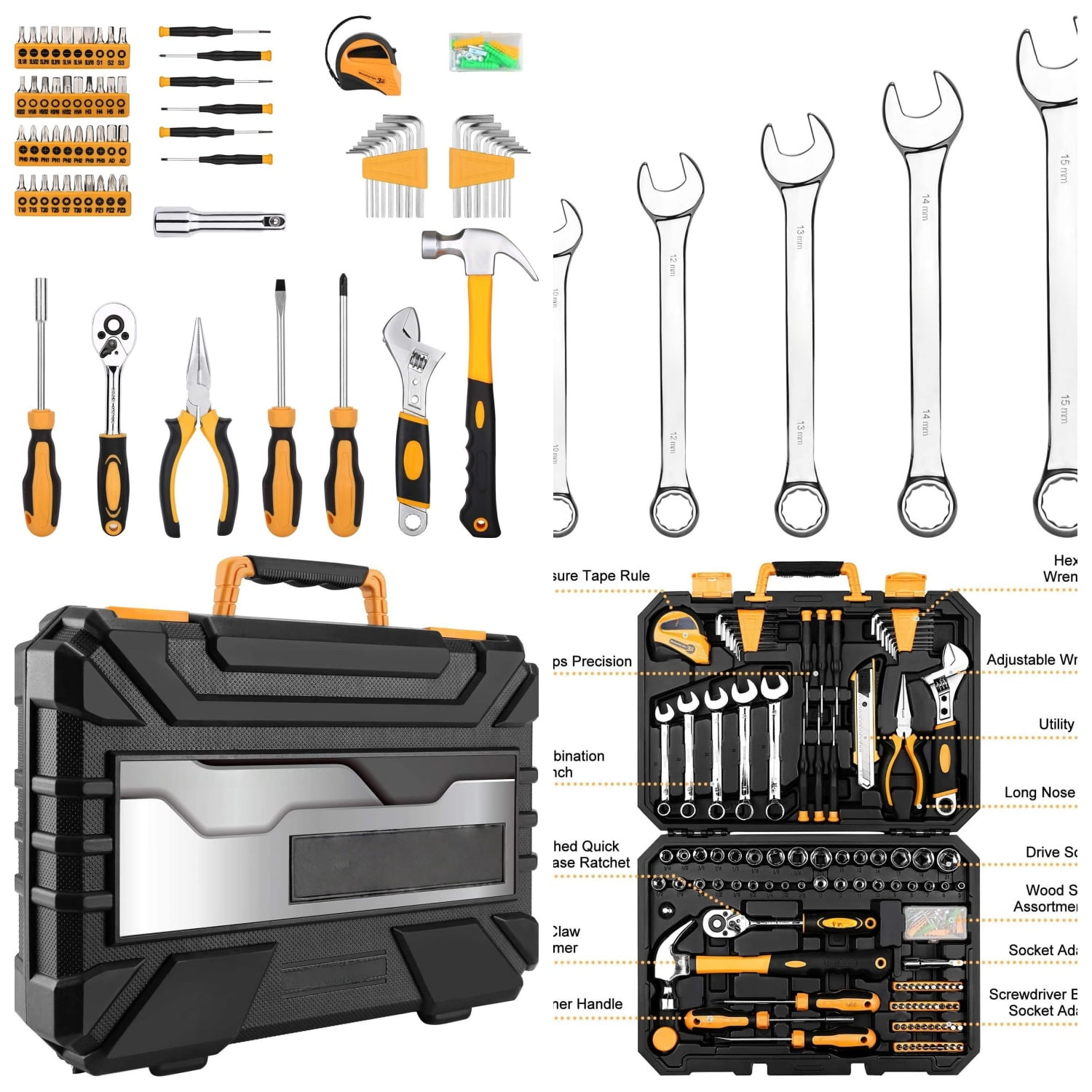 158 Piece Tool Set-General Household Hand Tool Kit,Auto Repair Tool Set, with Plastic Toolbox ...