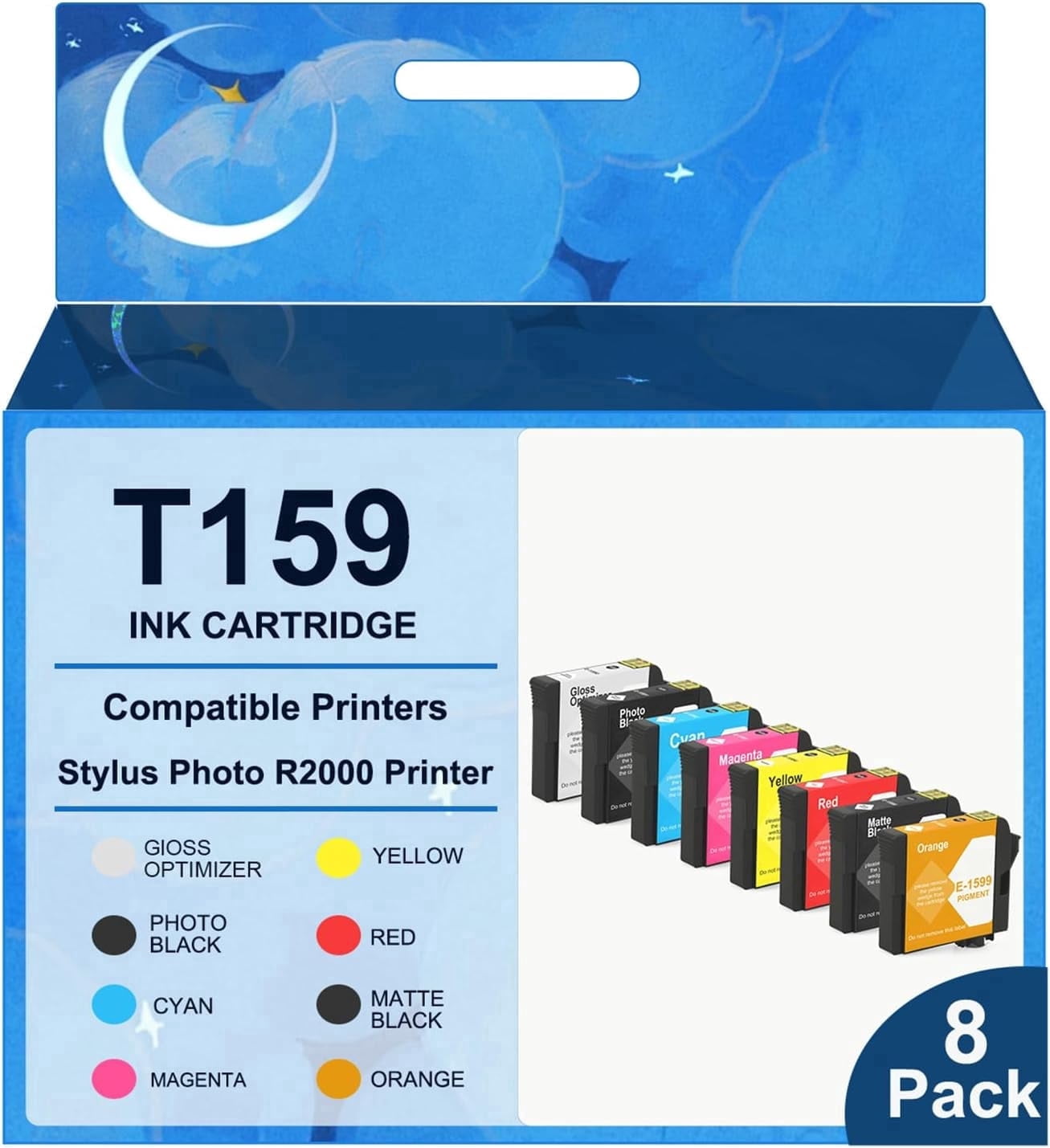 159 T159 Ink Cartridge Compatible for Epson R2000 Photo Printer (8PK ...