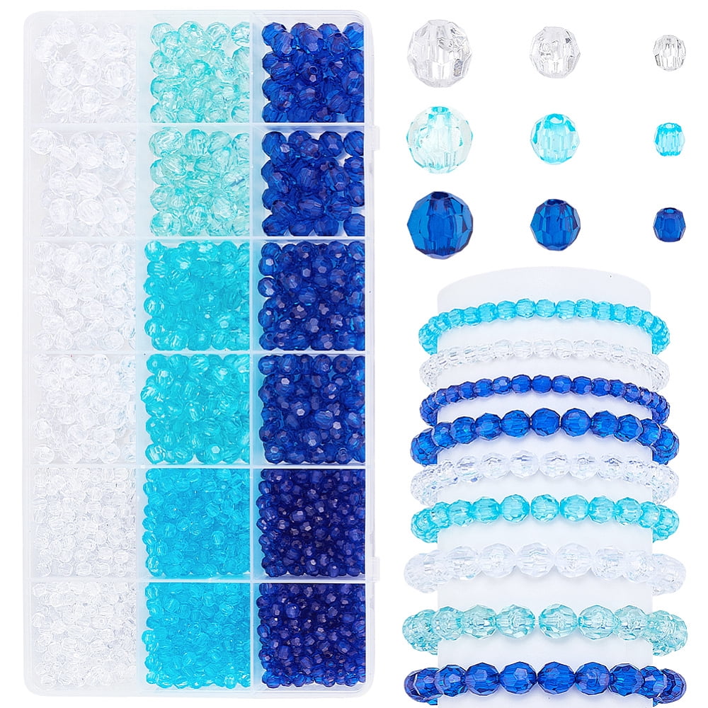 1590pcs Blue Beads for Jewelry Making 4mm 6mm 8mm Acrylic Faceted ...