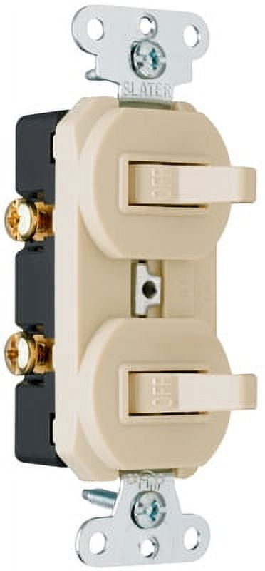 15A 120/277V Ivory Combination Device 2 Single Pole Switches, Each ...