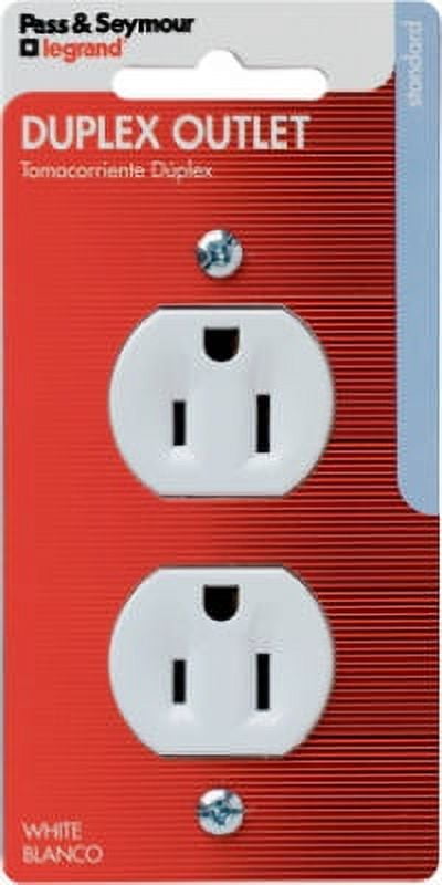 15A 125V White 2 Pole 3 Wire Grounding Standard Duplex Receptacle, Each - Walmart.com