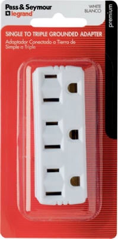 15A 125V White Triple Grounding Adapter NEMA 5-15R, Each - Walmart.com