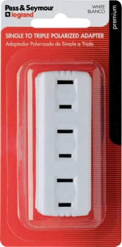 15A 125V White Triple Plug In Adapter 2 Pole 2 Wire Non Grounding, Each ...