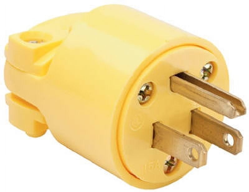 15A 125V Yellow Heavy Duty Vinyl Construction Plug 2 Pole 3 Wire, Each ...
