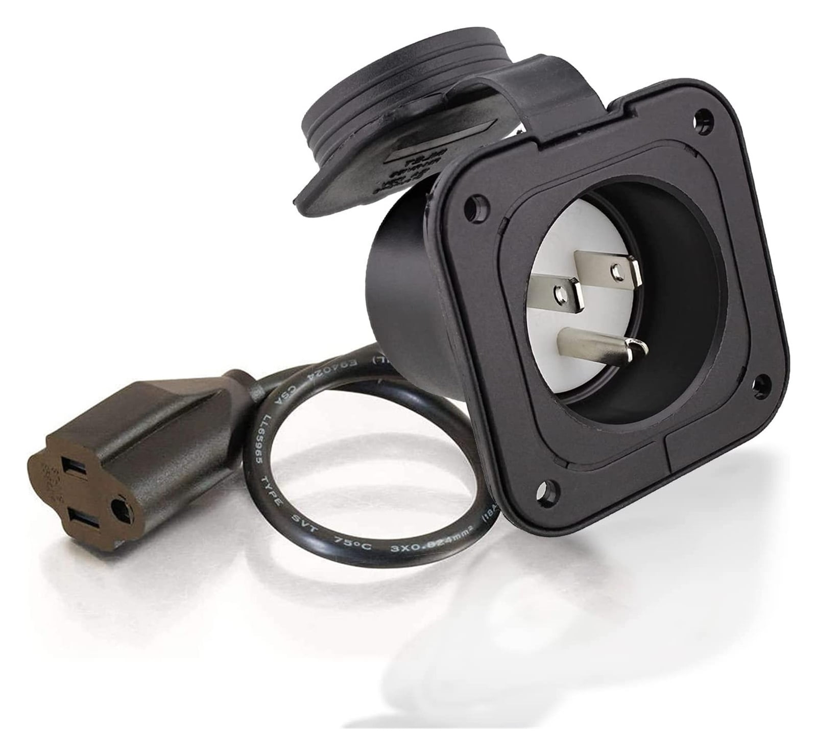 15A Flanged Inlet RV Power Socket With Cord AC Port Receptacle For ...