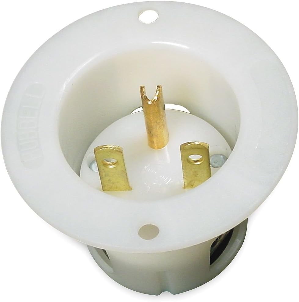 15A Flanged Inlet Receptacle 250VAC 6-15P WH - Walmart.com