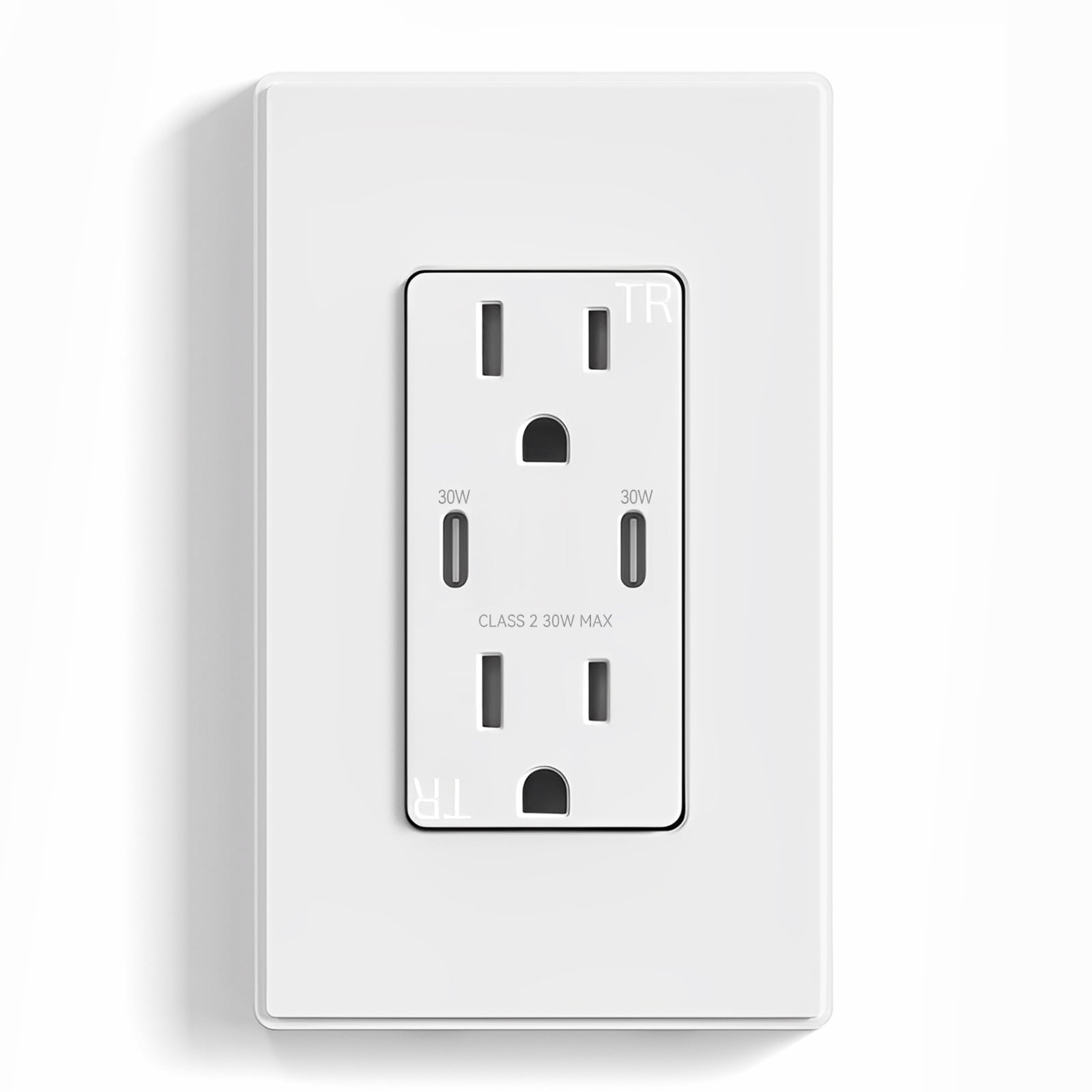 Hyper Tough 15A USB-C Dual Port Fast Charging Outlet, Tamper Resistant ...