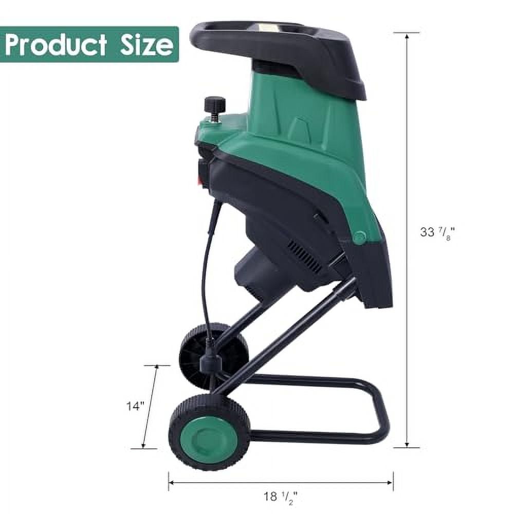 15Amp Electric Wood Chipper/Shredder with Wheels Electric Garden ...