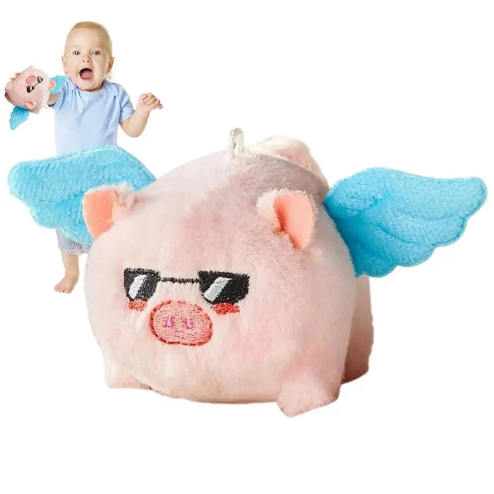 Spinning Angel Pig Plush Toy - No Batteries, Fun Whistle Feature ...