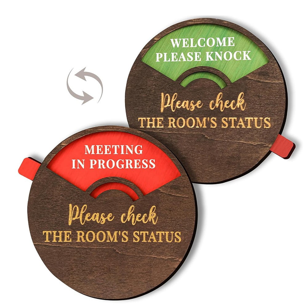 15CM Office Do Not Disturb Rotatable Wooden Door Sign Please Knock ...