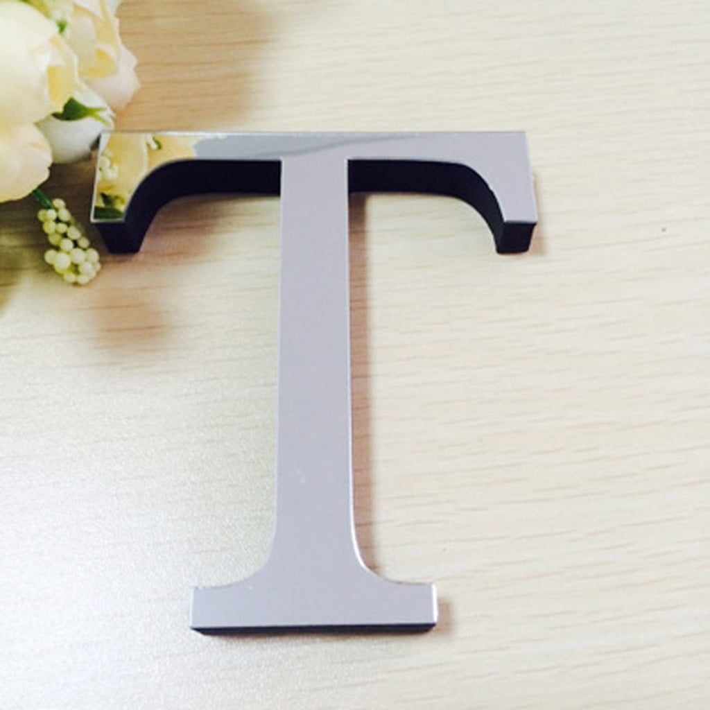 15Cm Silver Acrylic Mirror Letter T, Diy 3D Wall Sticker Decal Home Decor, By Meiiso, Large ...