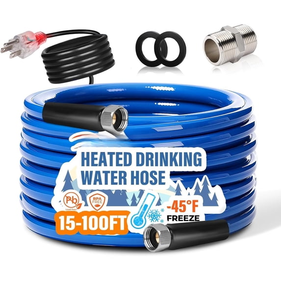 15FT 30FT Heated Water Hose for Rv,-45 ? Heated Drinking Garden Water ...