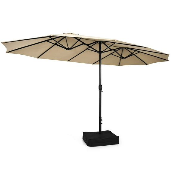 15FT Double-Sided Patio Umbrella with Base, Extra-Large Market Umbrella ...
