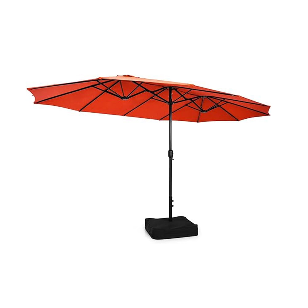15FT Double-Sided Patio Umbrella with Base, Extra-Large Market Umbrella ...