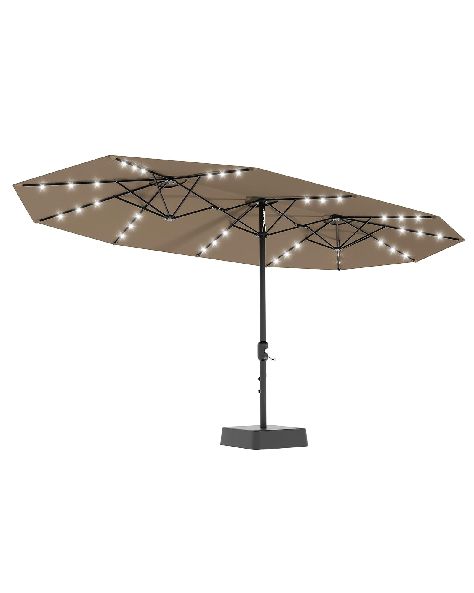15FT Double-Sided Patio Umbrella with Solar LED Lights – Heavy-Duty ...