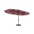 15FT Double Sided Rectangular Solar LED Patio Umbrella, Heavy Duty ...