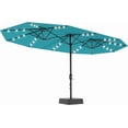 15FT Double Sided Rectangular Solar LED Patio Umbrella, Heavy Duty ...