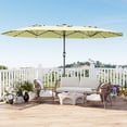 15FT Extra Large Rectangular Patio Umbrella with Stand, LED Lights, UV ...