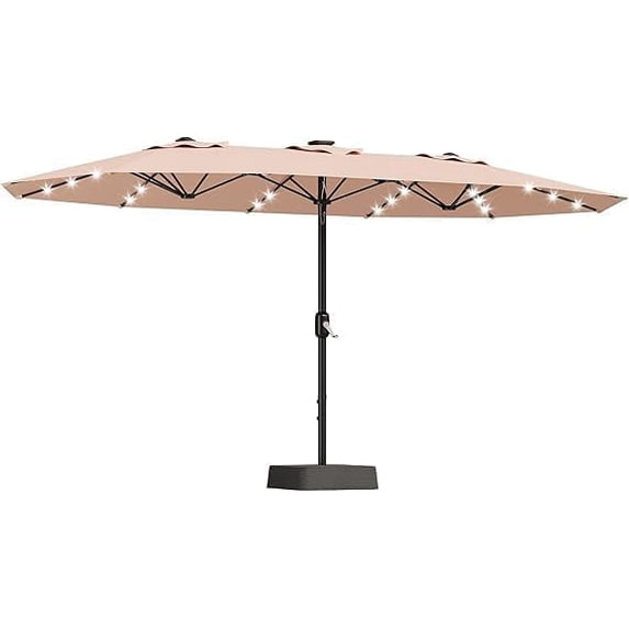 15FT Large Patio Umbrella with Solar Lights, Outdoor Double-Side ...