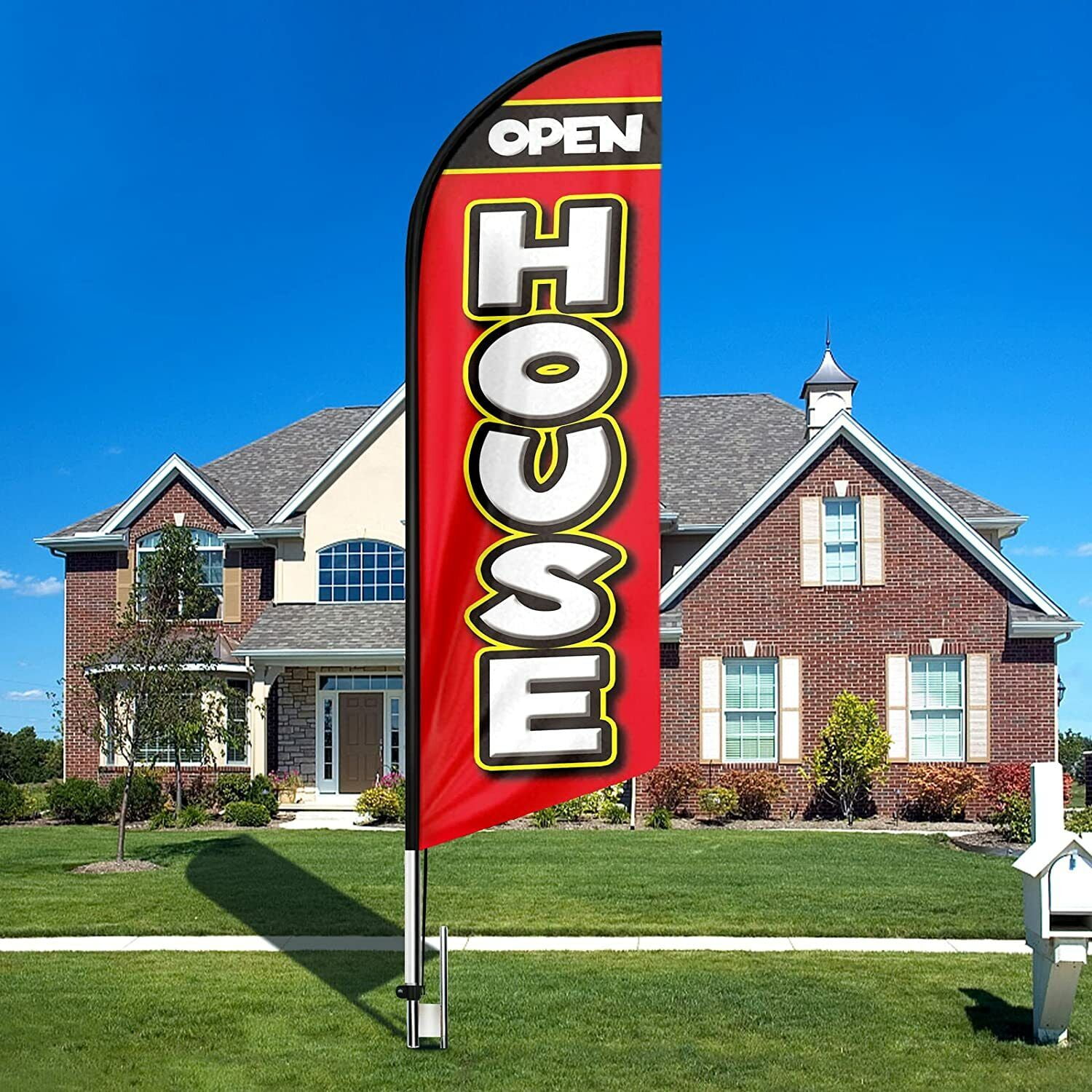 15FT Open House Feather Flag with Pole Kit, Business Sign for Real ...